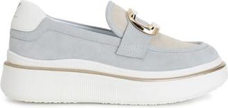 Caf&egrave;noir Mocassin en Daim Accessoire &Eacute;mail, pour Femme, Couleur Bleu, Taille 36