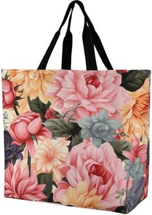 Generic Motif Floral Sac Fourre Tout Pliable Sacs De Courses L&eacute;ger Sac Fourre-Tout Pour Travail Voyage Shopping
