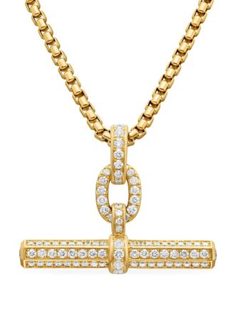 David Yurman 18kt Lexington E/W Barrel Gelbgoldanh&auml;nger mit Diamanten (36mm)