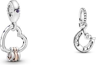 Pandora ROSE Charm-Anhänger Herz Highlights Kristall lila Zirkonia 787247NLCMX & Glückshufeisen Charm-Anhänger, Sterling-Silber799157C01