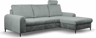 Furnix Ecke Maita in L-Form mit Bettkasten und mit Kopfstütze VLL16 Grau - Furnix