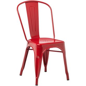 Sklum 4er-Pack stapelbare Esszimmerst&uuml;hle Lix Rot