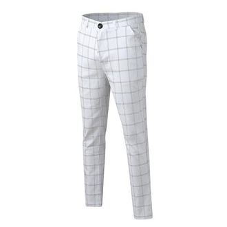 Generico Pantalon de loisirs pour homme confortable Pantalon basique type chinois Pantalon d&eacute;t&eacute; &agrave; carreaux avant plat l&eacute;ger &eacute;lastique Pantalon de costume pour 