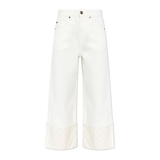 Tory Burch Jeans mit geradem Bein und Kontrastumschlag - - Jeans - Damen - Wei&szlig; - W30