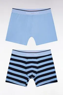 Eden Park Lot De Deux Boxers En Jersey De Coton Stretch Ciel