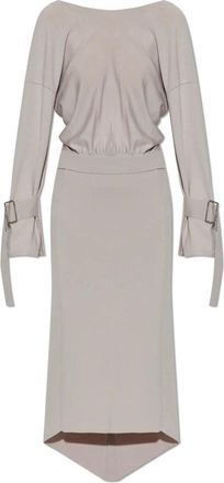 Lanvin Femme, Robes, Gris, Taille: 40 FR Longue Robe en Soie avec au Dos