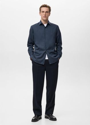 Mango Chemise 100 % coton flanelle regular-fit bleu marine - Homme - XXL - MANGO MAN