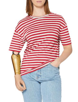 Kings of Indigo Damen Majaji T-Shirt, Rot (Lipstick Red Stripe 7901), 36 (Herstellergröße: S)