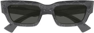 Gucci lunettes de soleil rectangulaires &agrave; logo imprim&eacute; - Gris