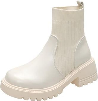 Generic Bottines Chelsea pour femme avec talon bloc - Semelle profil&eacute;e - Imperm&eacute;ables - Coupe-vent - Refined - Bottes Chelsea - Bottes mi-mollets - Bottines c