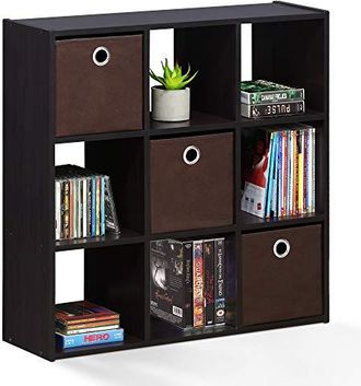 Furinno Simplistic &Eacute;tag&egrave;res de Rangement, Bois, Noyer Fonc&eacute;, Taille Unique, One Size