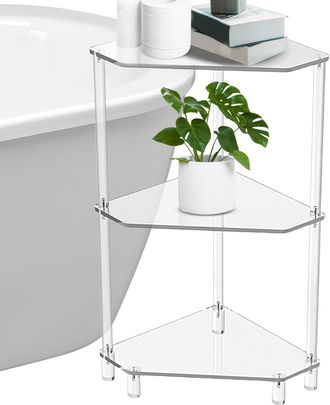 Generic Ecktisch aus Acryl - Winkeltisch mit St&uuml;tzen f&uuml;r Eckregal 12x12x26 Zoll P, Ecktisch aus transparentem Acryl | 3 -Ebene dreieckigen Winkeltisch f&uuml;r Woh