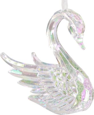 Kaemingk Christbaumschmuck Schwan Kunststoff 10cm - Figur zum Aufh&auml;ngen - bruchfest - Weihnachtsbaum Anh&auml;nger f&uuml;r Weihnachten - Christbaumanh&auml;nger & Weihnachts