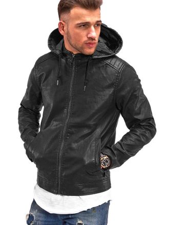 SOULSTAR Lederimitatjacke LINOS mit praktischer Kapuze