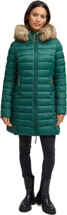 Marikoo Damen Winter &Uuml;bergangs Jacke Winterjacke Stepp Mantel gesteppt B647 [B647-Rosen-Evergreen-Gr.5XL]