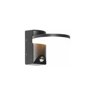 QAZQA Esmee - led Applique murale avec d&eacute;tecteur - 1 lumi&egrave;re - l 16.5 cm - Noir - Moderne - &eacute;clairage ext&eacute;rieur - Qazqa