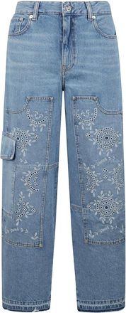 Ganni Femme, Jeans, Bleu, Taille: W32 Jean Carpenter en denim avec d&eacute;tails brod&eacute;s