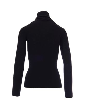 Elisabetta Franchi Womens Turtleneck Ribbed Top Black-Butter Wool Jumpers Black/butter Sweater