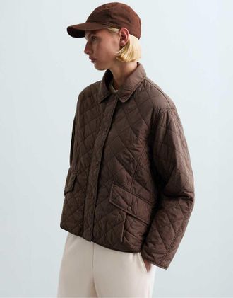 Oysho Fellex veste matelass&eacute;e boxy en marron