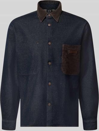 A|X Armani Exchange Overshirt mit Kentkragen in Cord-Optik und Label-Patch