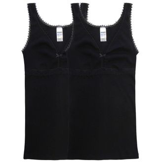 Hermko 15804740 2er Pack Damen BH-Hemd aus 100% Bio-Baumwolle, Farbe:schwarz, Gr&ouml;&szlig;e:52/54 (XXL)