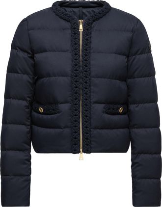 Moncler Moncler Doudoune Courte &Agrave; Bords En Laine Maur, Femme, Bleu, Taille: 0