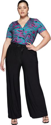 Fiorella Rubino Hose mit weitem Bein aus Jersey Schwarz S Spring Summer 24