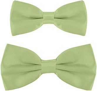 DonDon Ensemble de noeuds papillon père-fils en look partenaire, déjà attaché et ajustable - Vert Lime