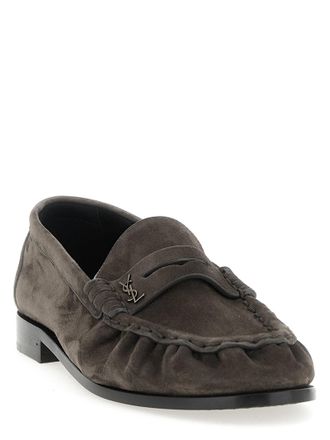 Saint Laurent Mens Brown Calfskin Slip-On Loafers