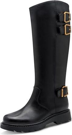 Tamaris Bottes longues plates pour femme 1-25623-45 - Bottes montantes au genou - Noir - Taille 39 EU, Noir, 39 EU