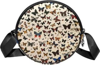 Generic Sac &agrave; bandouli&egrave;re rond pour femme, petit sac &agrave; bandouli&egrave;re &agrave; motif floral avec fermeture &eacute;clair, bretelles r&eacute;glables, sac &agrave; main rond d&eacute;contract&eacute; pour