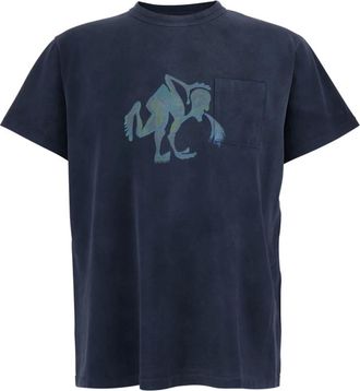 ERL Erl, Homme, Tops, Bleu, Taille: XL Puke T-Shirt Knit