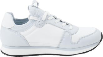 Calvin Klein Damen Runner Sneaker Sock Laceup aus Leder, Mehrfarbig (Plein Air/Bright White), 36