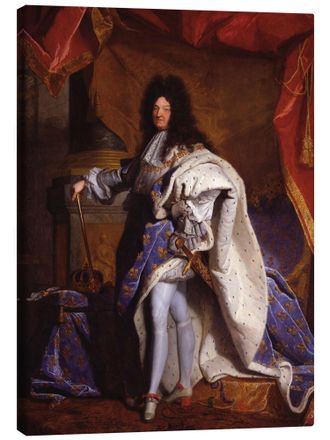 Posterlounge Ludwig XIV in k&ouml;niglichem Gewand Leinwandbild von Hyacinthe Rigaud 60 x 80 cm Braun Wandbilder Wanddeko