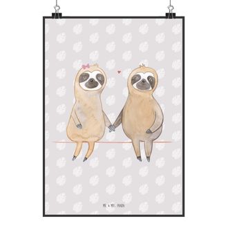 Mr. & Mrs. Panda Bild Faultier Pärchen DIN A4 - Geschenk, wanddeko, Verliebt, drucke, Liebe, Poster, Wandbild, Faultiere, Plakat