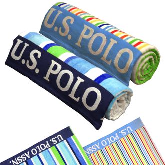 U.S.Polo Association Luxus-Strandt&uuml;cher, Pl&uuml;sch-Baumwolle, &Uuml;bergr&ouml;&szlig;e, 101,6 x 177,8 cm, gestreift, nautisches Design, Hotelqualit&auml;t f&uuml;r Bad und Pool, Gr&uuml;n/Blau/Bunt, 2 St&uuml;