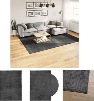 vidaXL The Living Store - Teppich iza Kurzflor Skandi-Stil Anthrazit 200x280 cm - Teppiche - Anthrazit