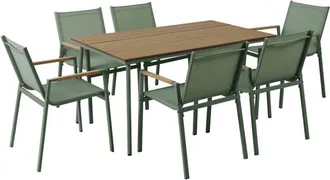 Oviala Ensemble table de jardin ovale 150x90 cm et 6 chaises vert
