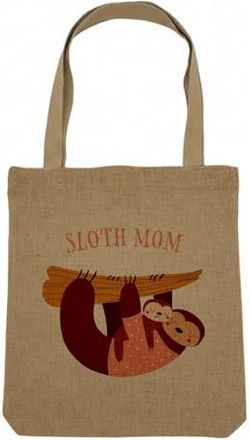 Fabulous Sac Shopping Tote Bag Aspect Lin - Sloth Mom and her Baby Drawing Illustration - Sac de Courses Toile Epaisse 360g Beige Naturel Cabas Port&eacute; Epaule So