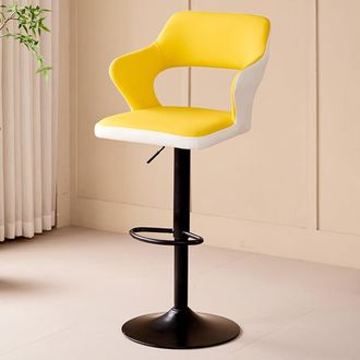 Generic Verstellbarer Barhocker aus schwarzem PU-Leder - Drehbarer Tresenhocker mit R&uuml;ckenlehne und Armlehnen f&uuml;r K&uuml;che, Esszimmer, Kneipe und Caf&eacute; - Industri