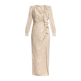 Alessandra Rich Seidenkleid mit Schlitz - - Dresses - Damen - Beige - 2XS