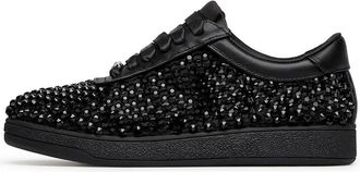 Loriblu Femme, Chaussures, Noir, Taille: 38 EU Baskets en cuir lamin&eacute; avec cristaux