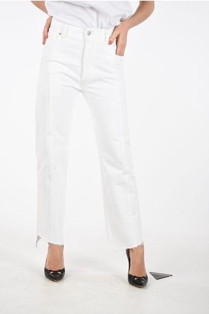 VETEMENTS Light-Wash Jeans with Branded Button and 18cm Frayed Hem size Xs