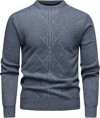 Generic T-shirt pour homme - Automne et hiver - Pull &agrave; manches longues en forme de losange avec pull de base chaud et uni pour tout le monde, Gris clair., XL