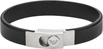 Emporio Armani Herrenarmband Edelstahl Leder schwarz, EGS3087040