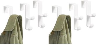 InterDesign iDesign &Uuml;ber die T&uuml;r Doppelhaken aus Kunststoff f&uuml;r M&auml;ntel, Jacken, H&uuml;te, Badem&auml;ntel, Handt&uuml;cher, ideal f&uuml;r Badezimmer, Schlafzimmer, Schlamm, Wei&szlig;, S