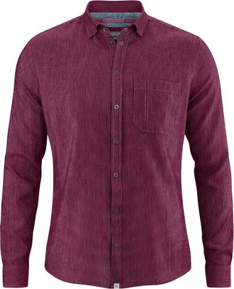 Hempage Hempage Herren vegan Herrenhemd Striped Weinrot