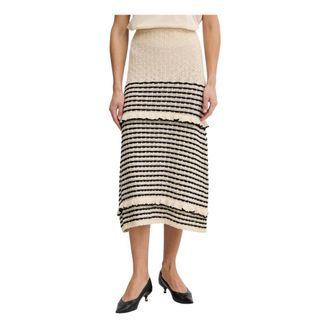 Twinset Gemusterter R&uuml;schen-Midirock - - Skirts - Damen - Beige - XS