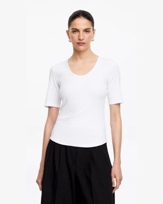 Arket Geripptes T-Shirt -Wei&szlig;