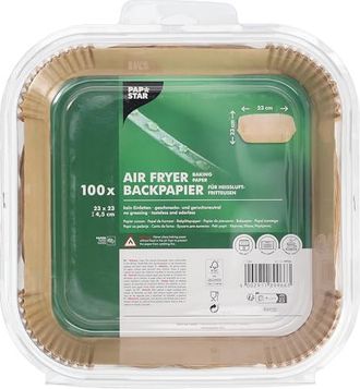 Papstar 100 Backpapiere 23 cm x 23 cm x 4,5 cm braun für Heißluftfritteusen
